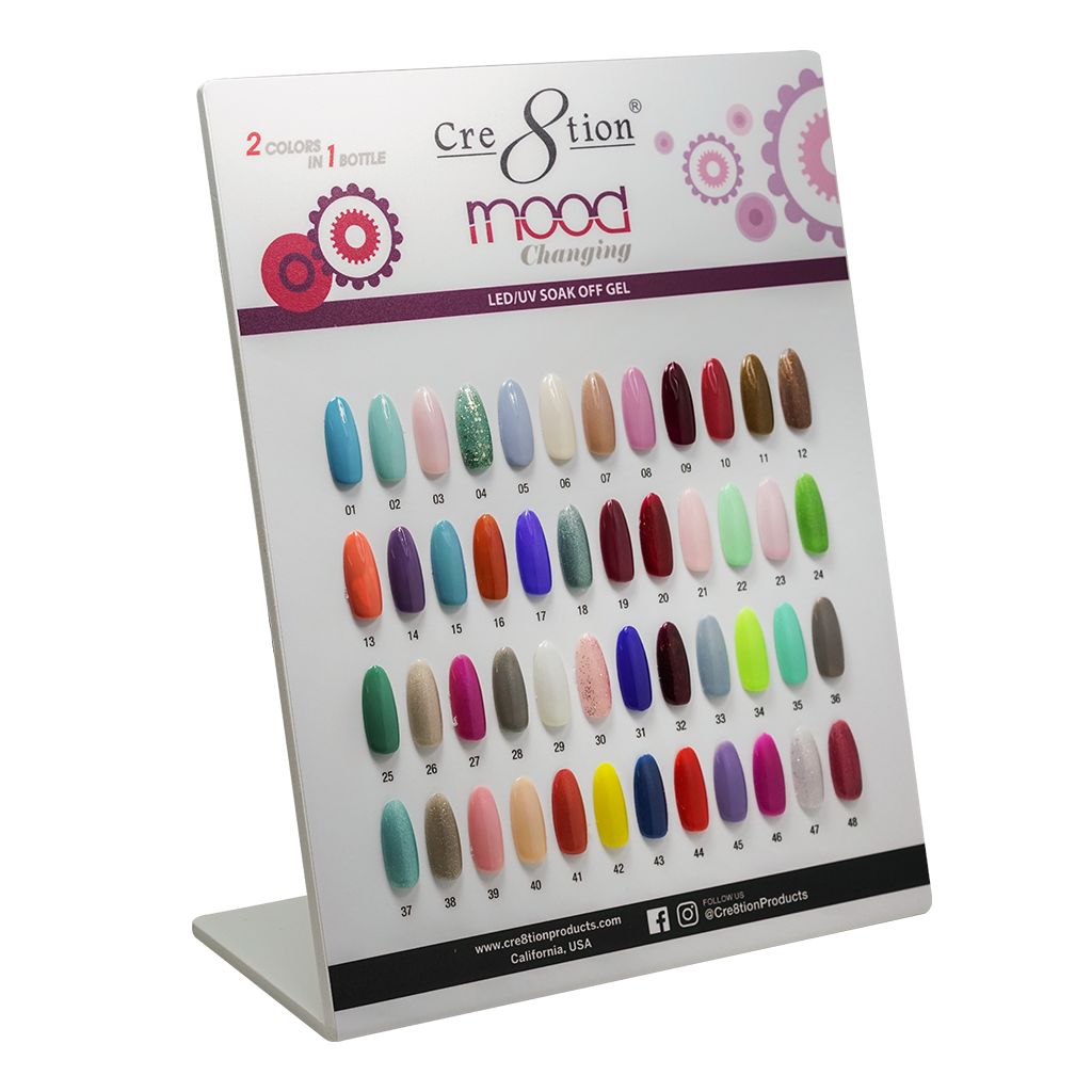 Cre8tion Mood Changing Gel Polish, Counter Foam Display Color Chart, 3 ...